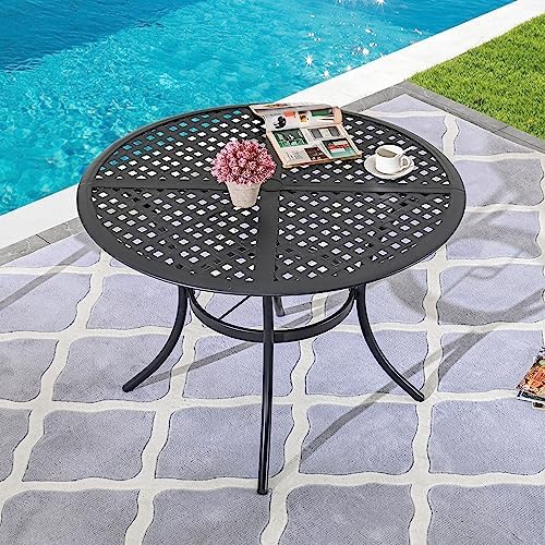 Amazon.com: Romayard 42 Inch Outdoor Dining Table Round Patio Bistro ...