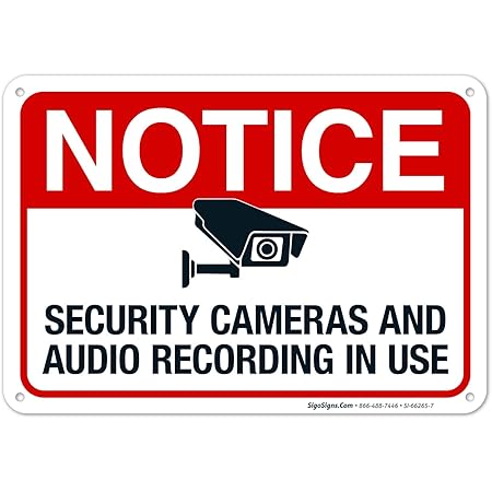 Amazon.com: Security Cameras and Audio Recording in Use Sign, 10x7 ...