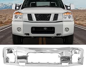 Amazon.com: Front Bumper Cover Compatible for Nissan Titan 2004-2015, Chrome Steel Replacement ...