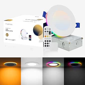 POWERASIA 12 Pack 4 Inch Smart LED Recessed Lighting with RGB Back ...
