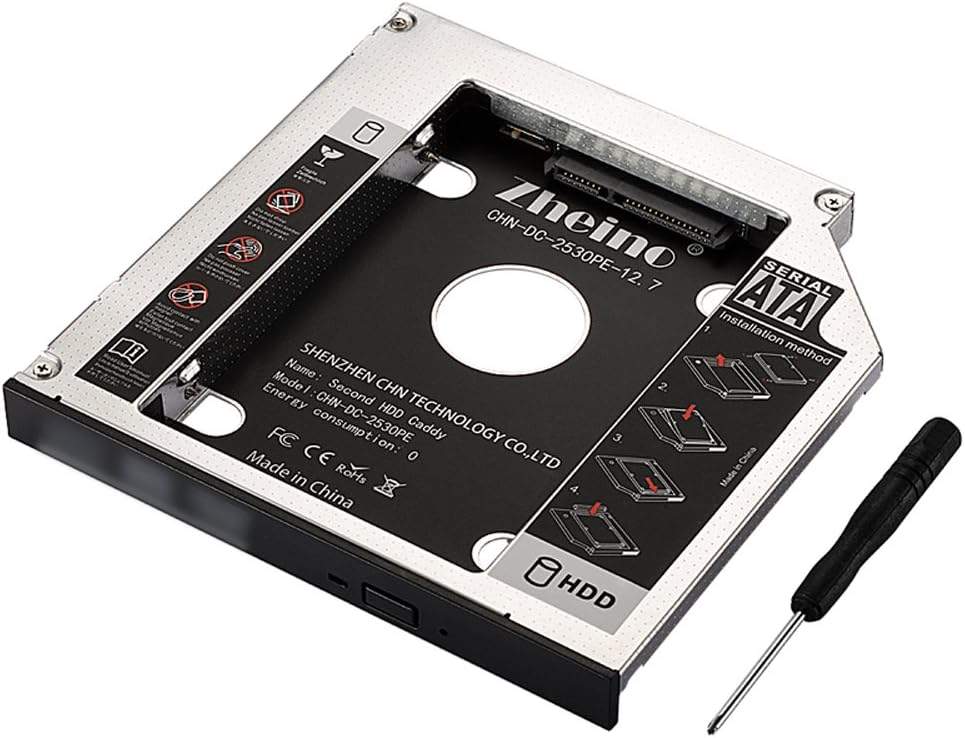 Amazon.com: Zheino SSD HDD Caddy 12.7mm Aluminum 2nd Hard Disk Drive ...