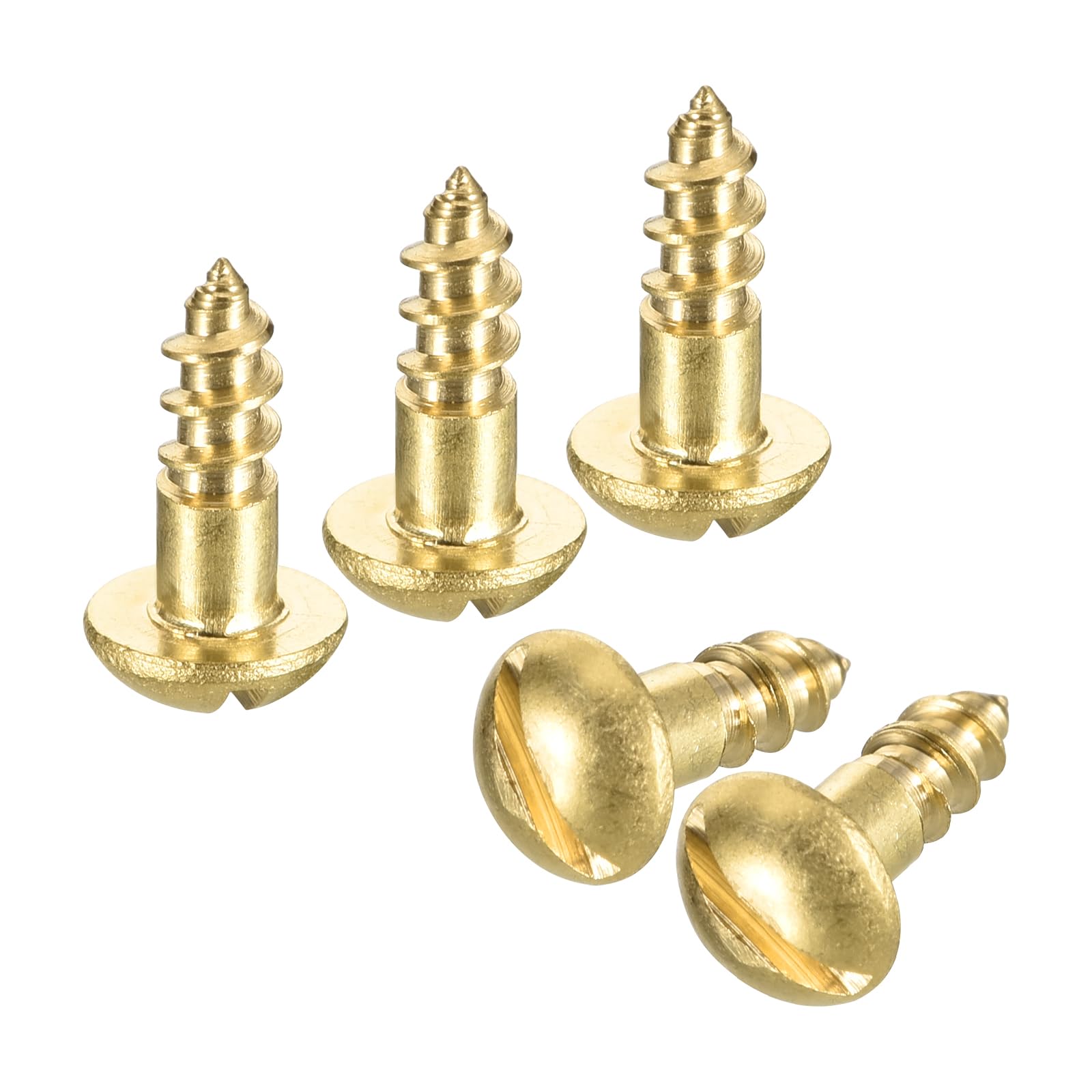 uxcell Wood Screws M4 x 12mm Slotted Round Head Brass Self-Tapping ...