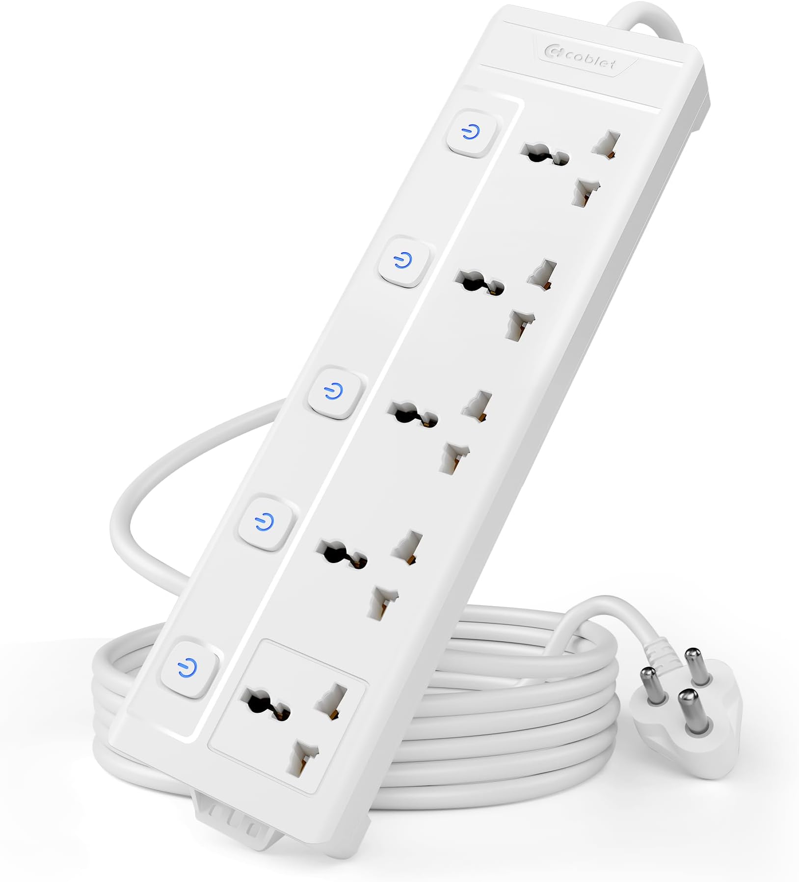 Buy Cablet 5 Way Extension Board - 5 Universal Socket + 5 Switch, 10A and 2500W - 1.8m Heavy ...