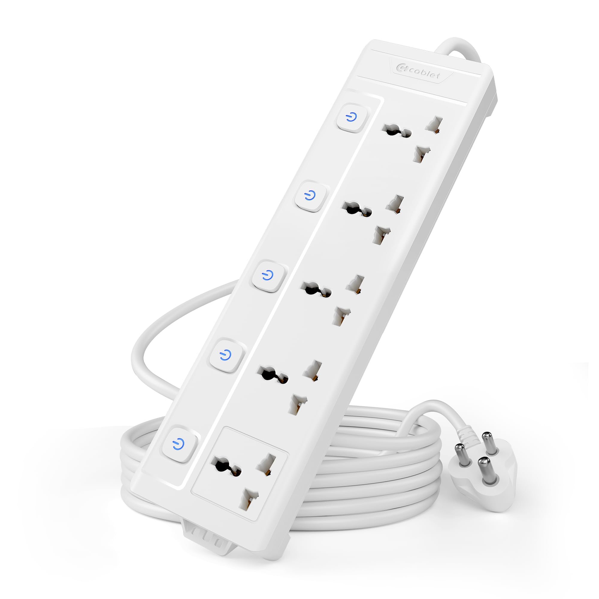 Buy Cablet 5 Way Extension Board - 5 Universal Socket + 5 Switch, 10A ...