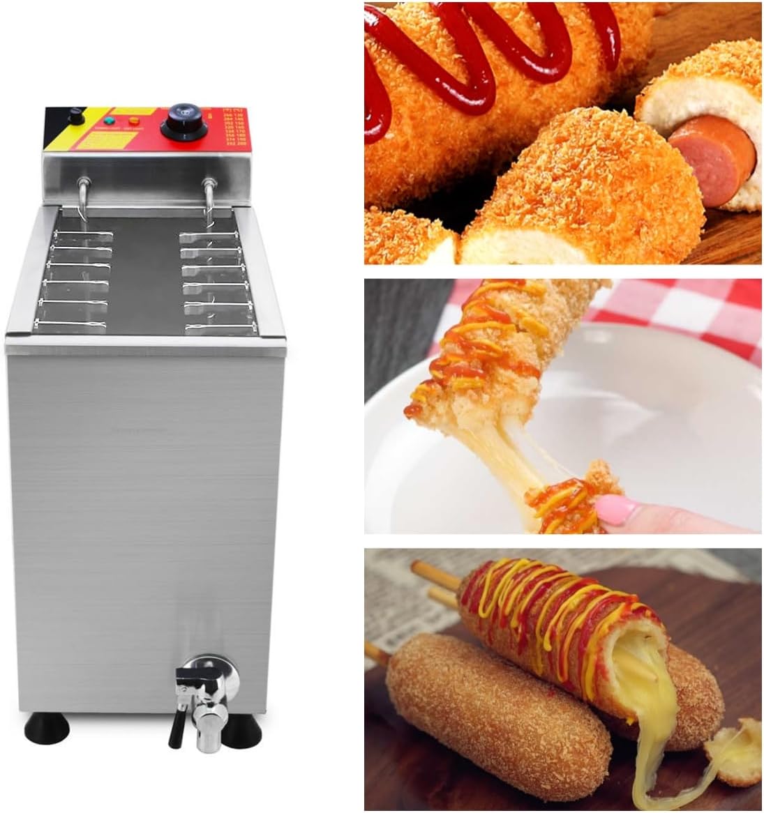 Amazon.com: Koalalko Korean Cheese Hot Dogs Sticks frying machine ...