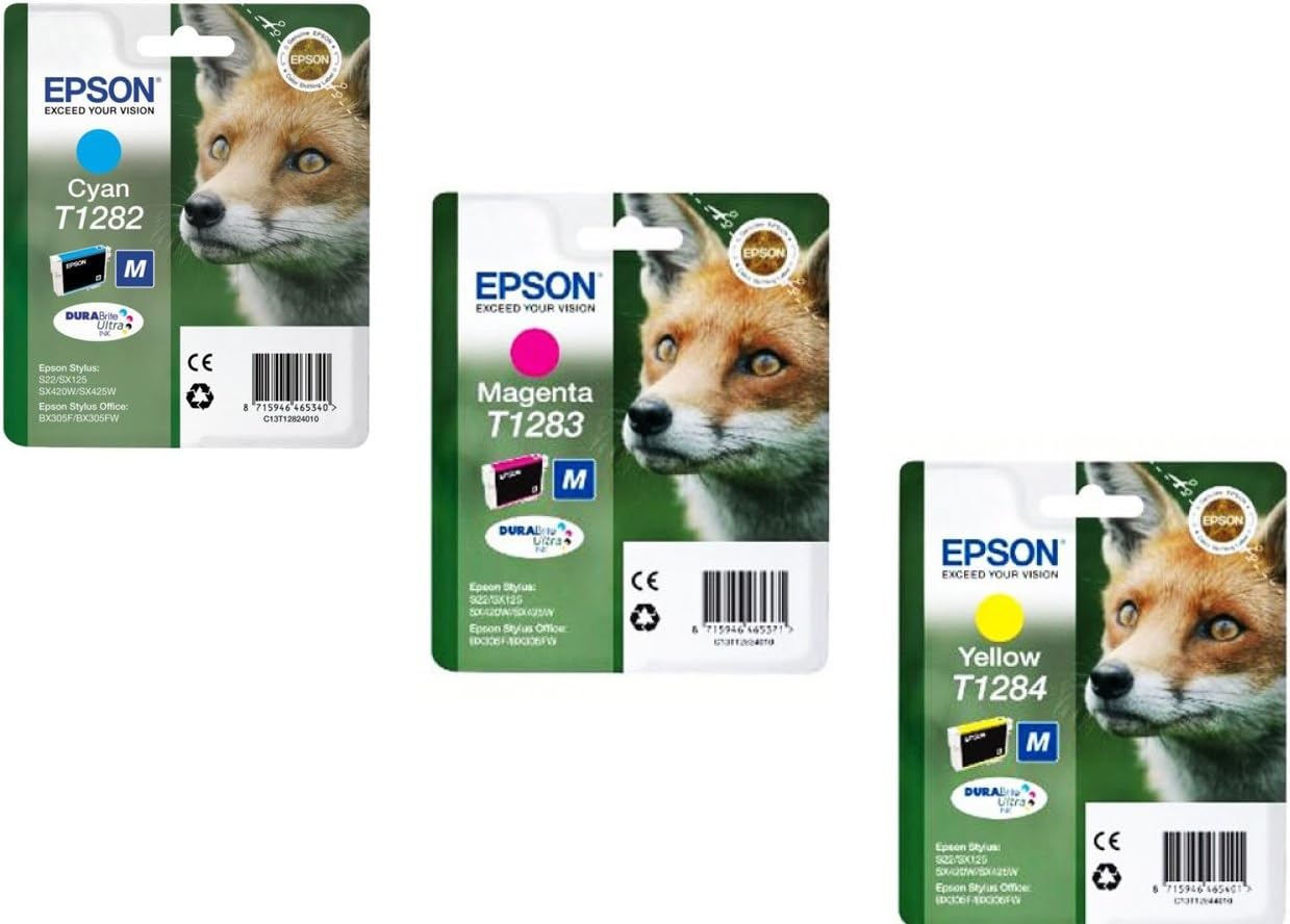 Epson Toner Cartridge for T1282/T1283/T1284, Cyan/Magenta/Yellow (Pack ...