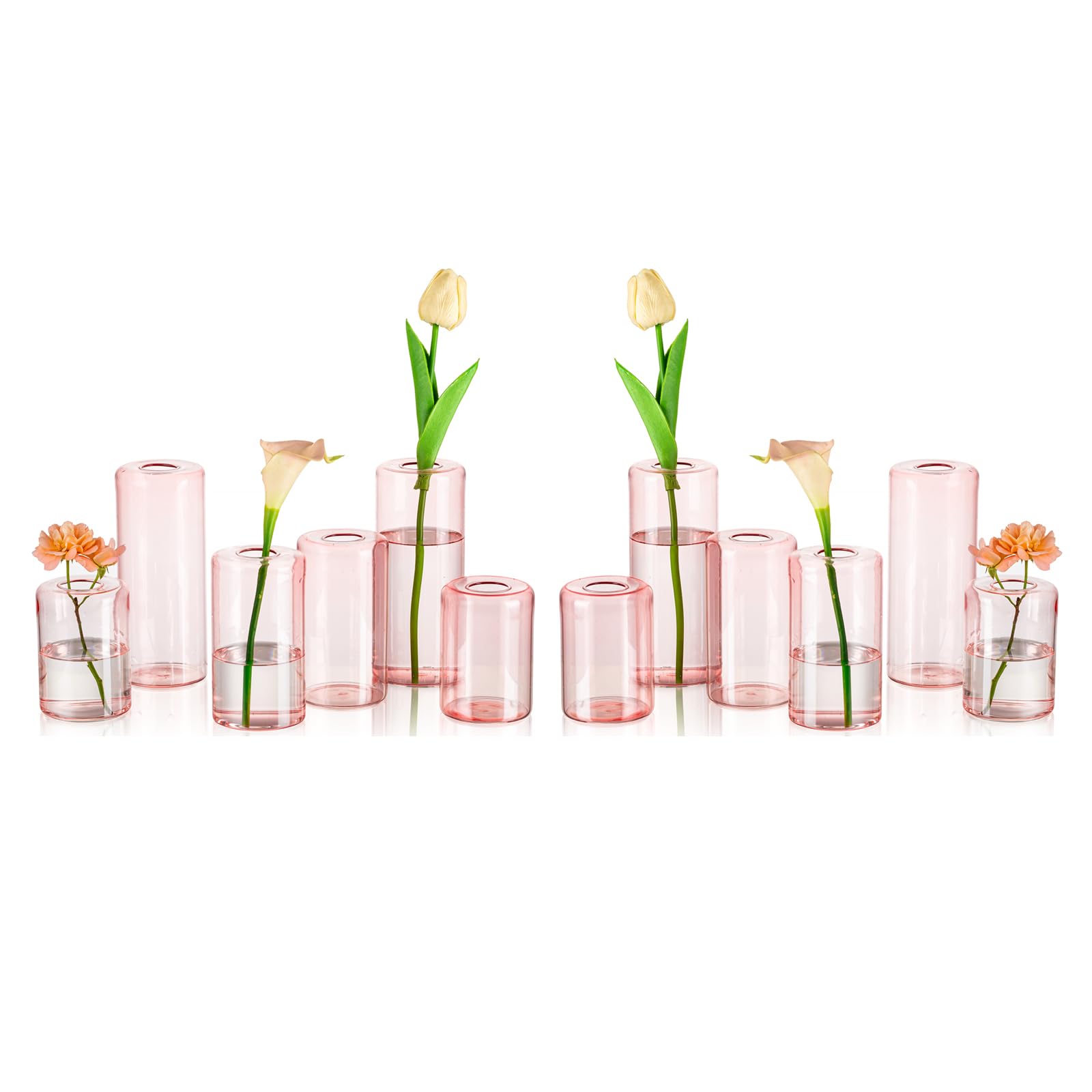 Amazon.com: Glasseam Small Pink Bud Vase: Mini Modern Glass Vase Set of ...