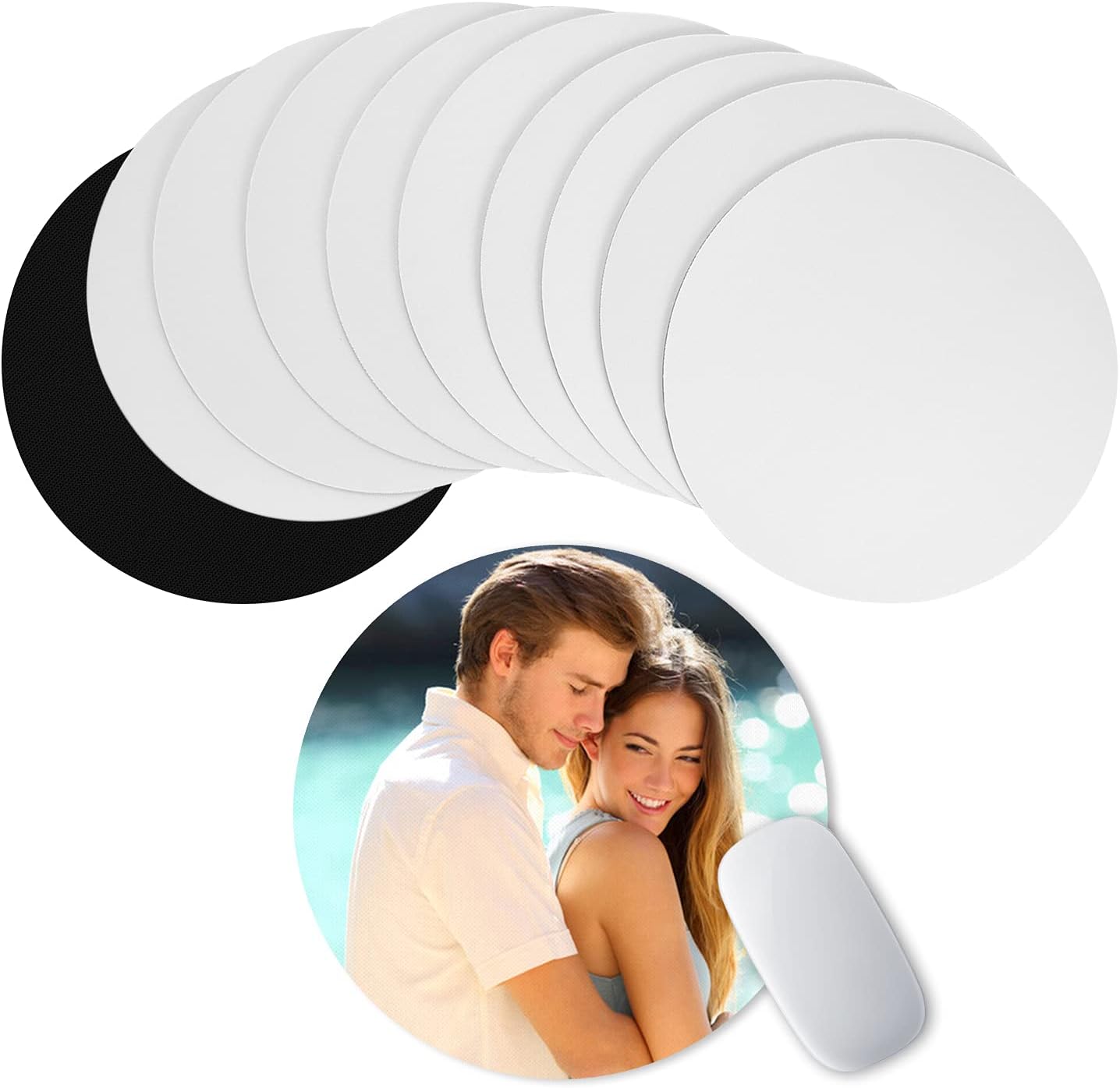 Amazon.com: Nipichsha Sublimation Blank Mouse Pad, 10 pcs White Round ...