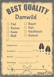 Wildbret Etiketten zur Kennzeichnung von Wildfleisch 6 x 9 cm Damwild ...