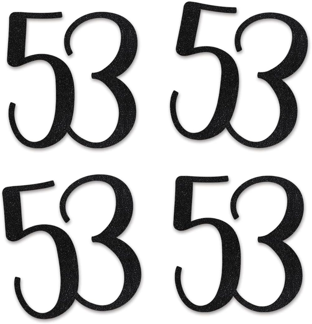 Amazon.com: Black Glitter 53 Cut-Out Numbers, 53rd Birthday Party ...