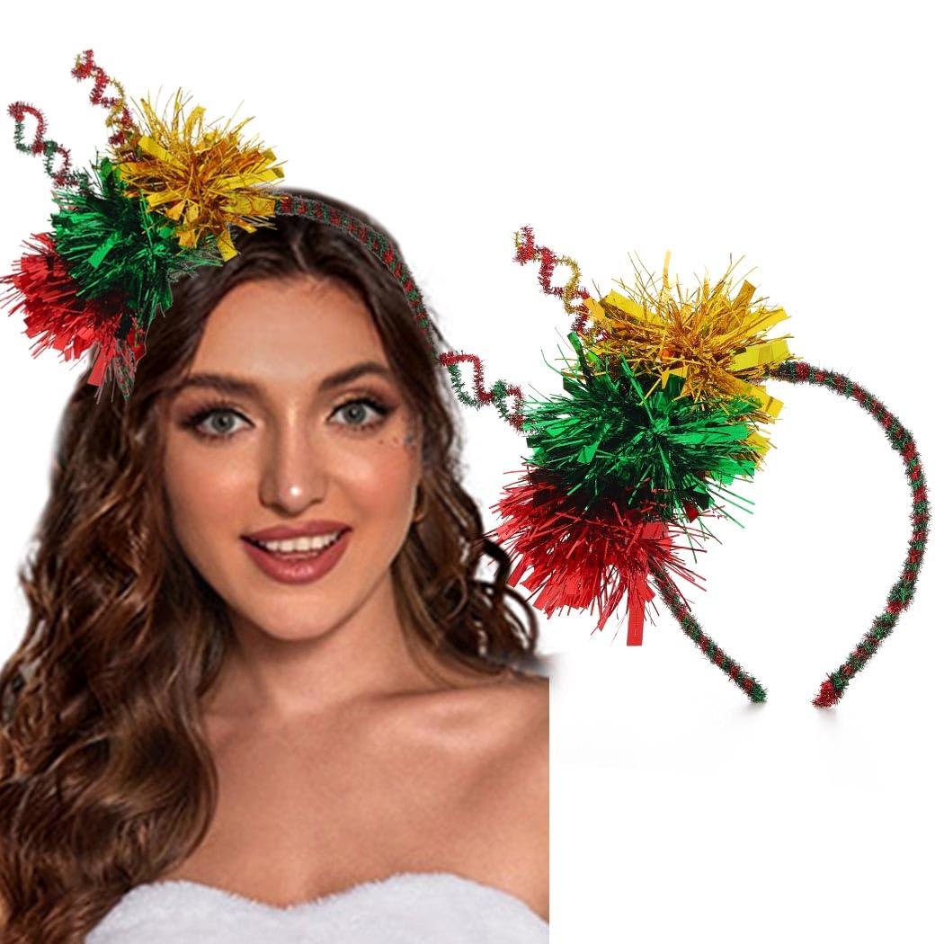 Amazon.com: Aceorna Colorful Christmas Headbands Xmas Tinsel Hair Hoop ...