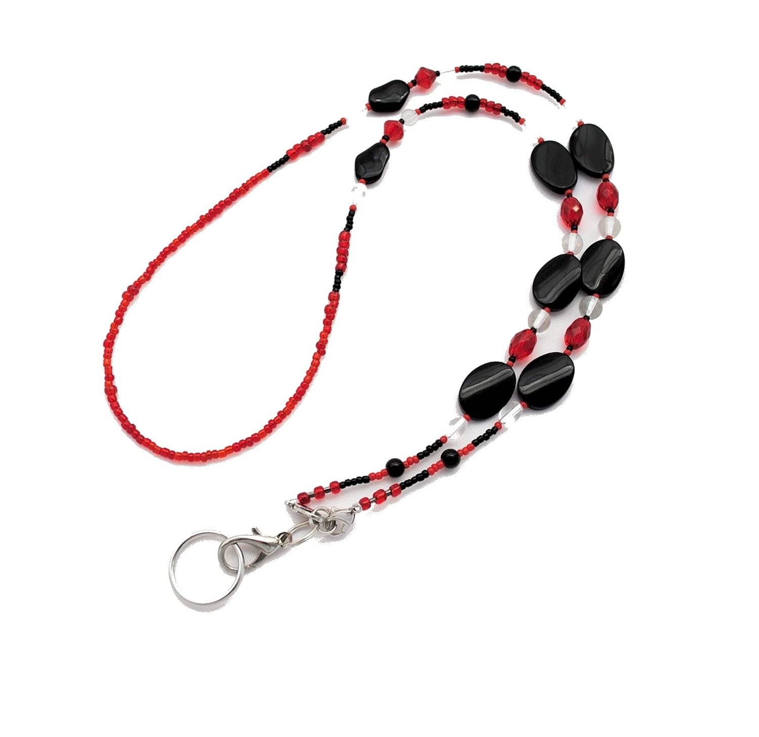 Amazon.com: Beaded Lanyard Badge ID Holder, Leash, Strap in Black ...