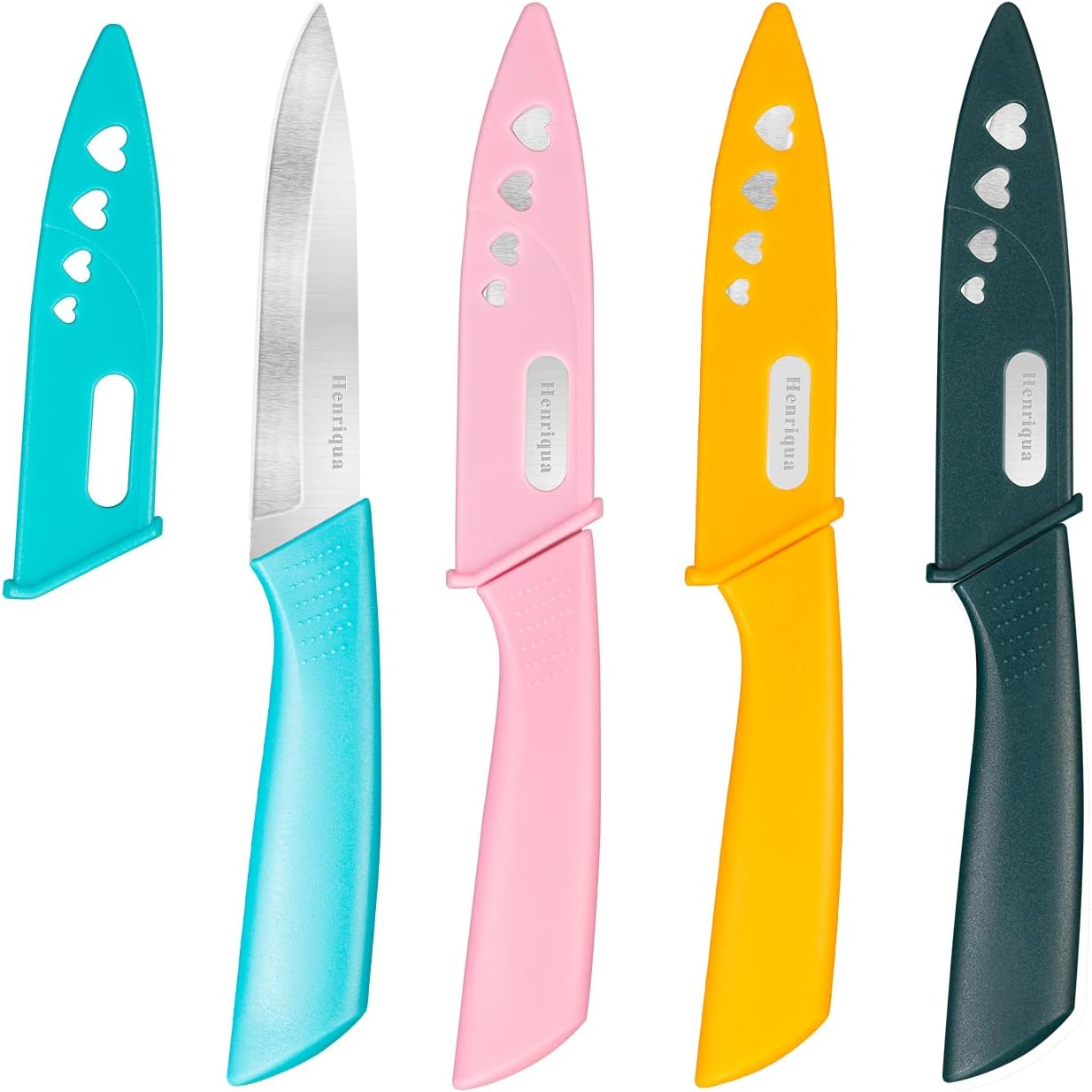 Amazon.com: Henriqua Paring Knife Set of 4, Paring Knives With Cover, 4 ...