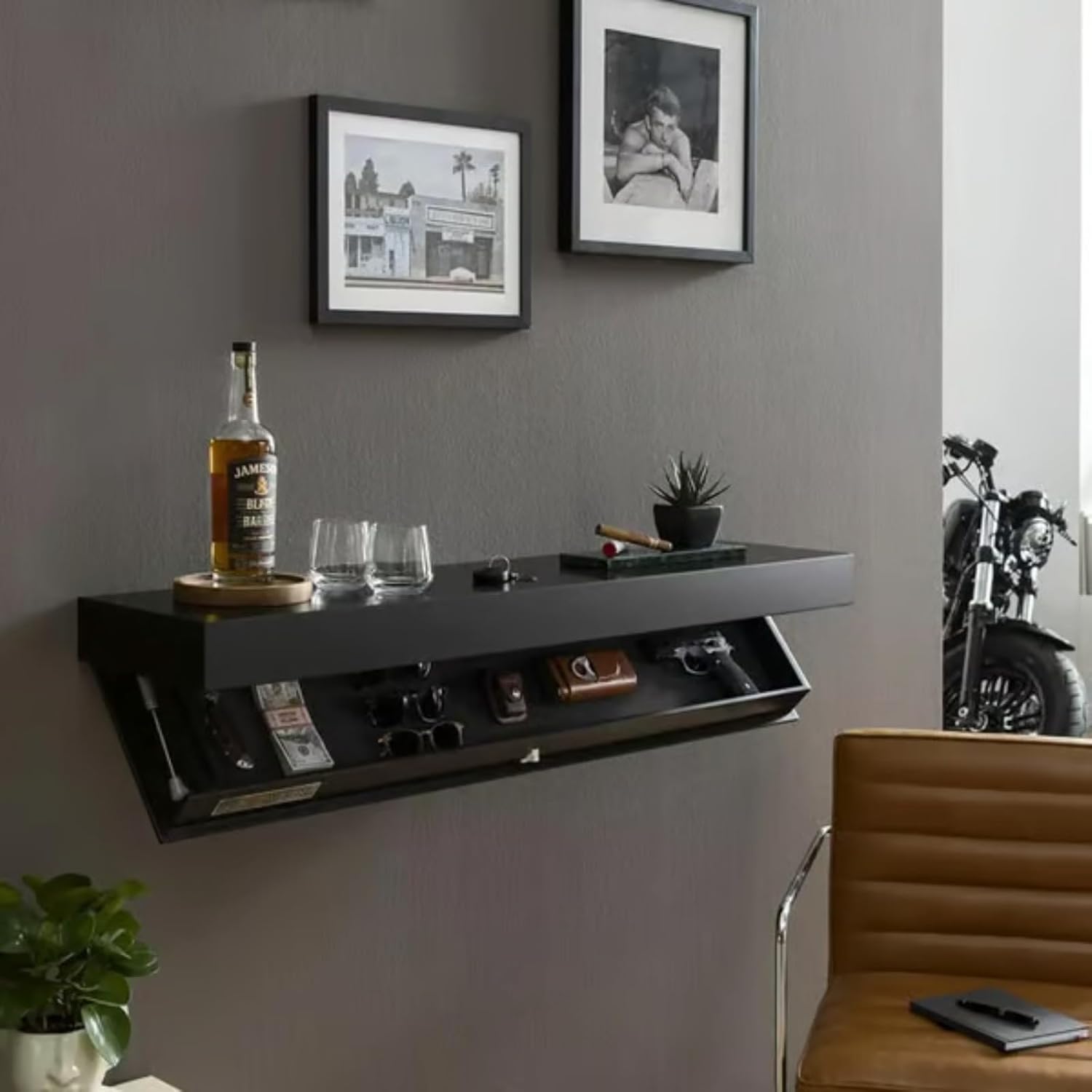 Amazon.com: Elegant Floating Shelf with Hidden Compartment Black - The ...