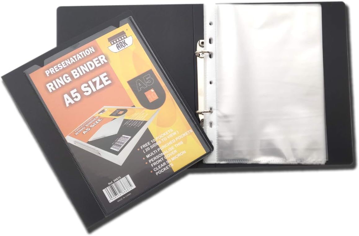 Tiger A5 slim ring binder + 10 punched pockets (single) : Amazon.co.uk ...