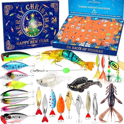PLUSINNO Advent Calendar Fishing 2024, 24 Days Fishing Lure Advent ...