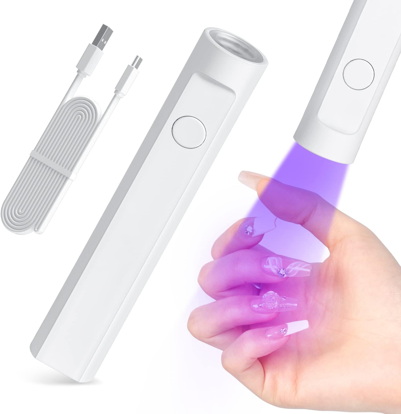 Amazon.com: mlogiroa Mini UV Nail Lamp for Gel Nails Handheld UV Light ...