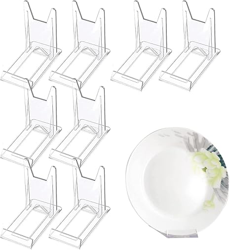 YSTrillion Plate Stands, Pack of 8 Acrylic Stands, Plastic Plate Stands ...