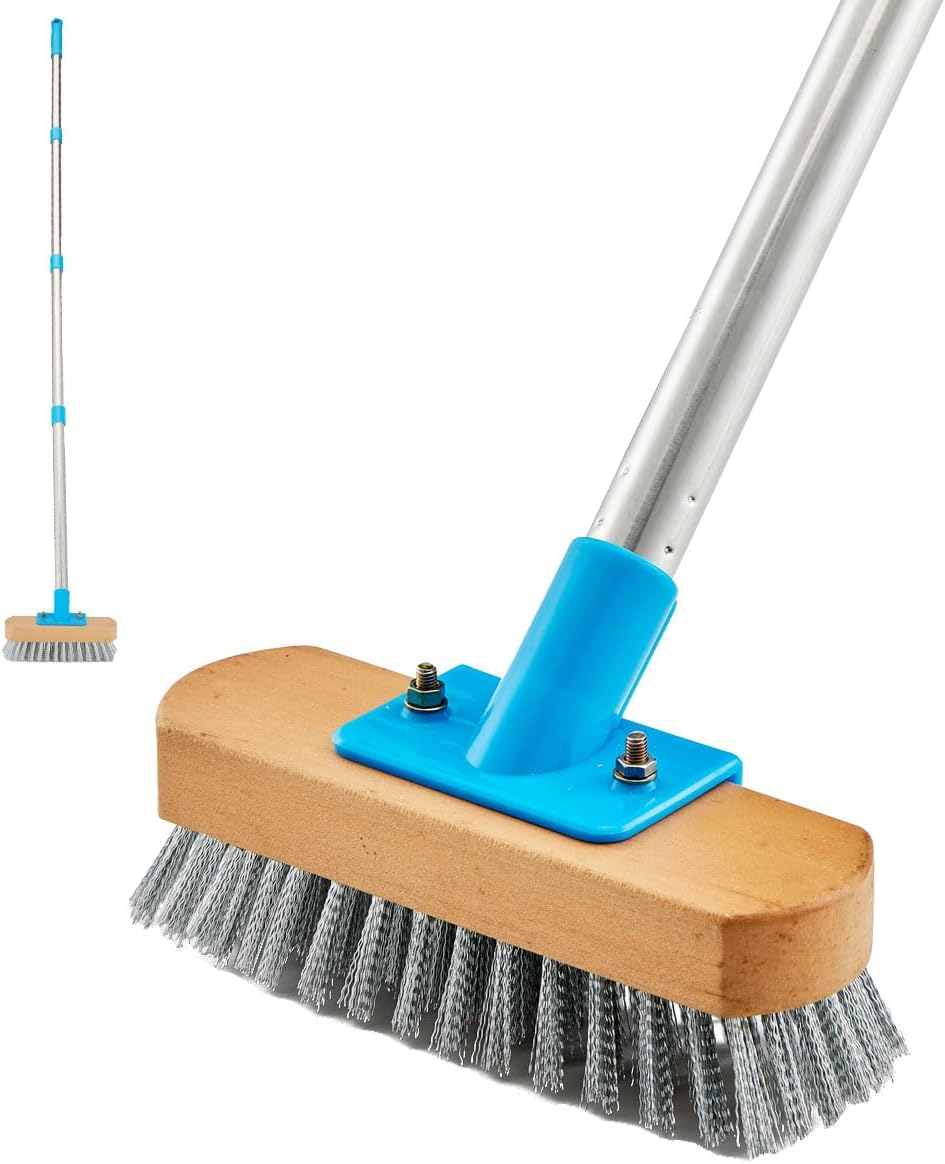 Amazon.com: YONILL Stainless Steel Deck Scrub Brush with Long Handle ...