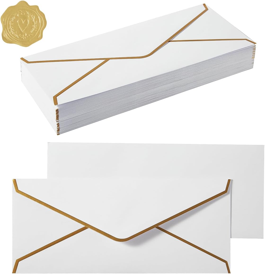 Amazon.com : 100 Pcs #10 Business Envelopes with Gold Border, Envelopes ...