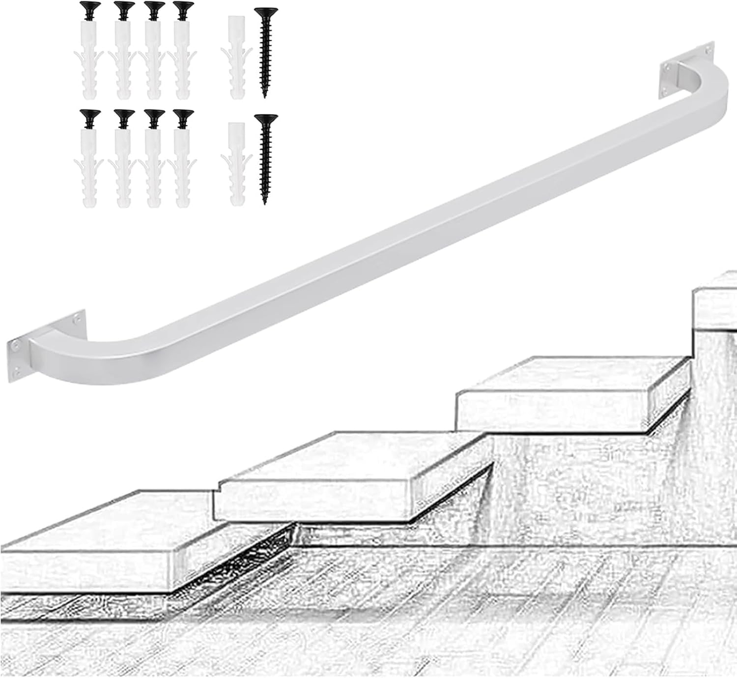 Amazon.com: Yopappol Handrail for Indoor Outdoor Stairs 1m 2m 3m 4m 5m ...