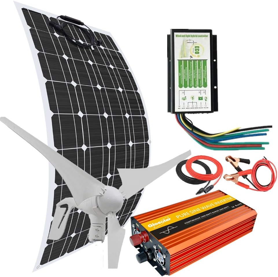 Amazon.com : 500W 12V Solar Wind Turbine Generator Complete Kit with ...