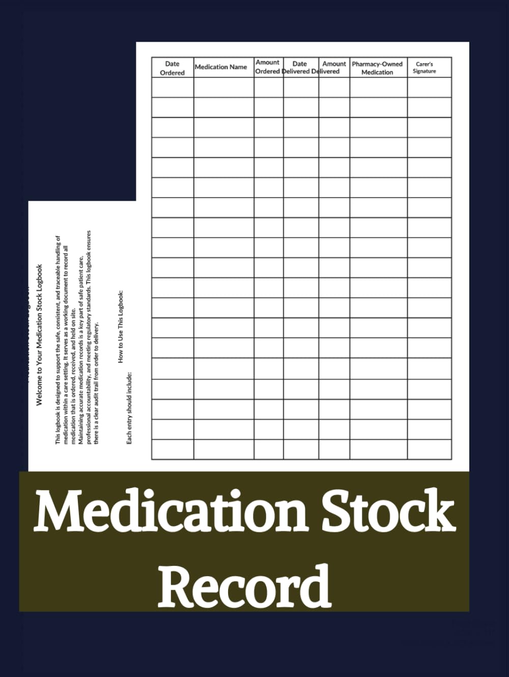 Medication Stock Record book for Carers and Healthcare Workers | A4 ...