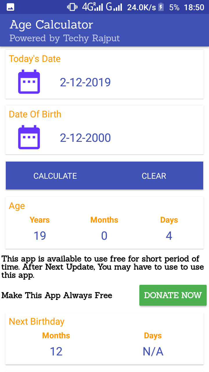 Age Calculator - App on Amazon Appstore