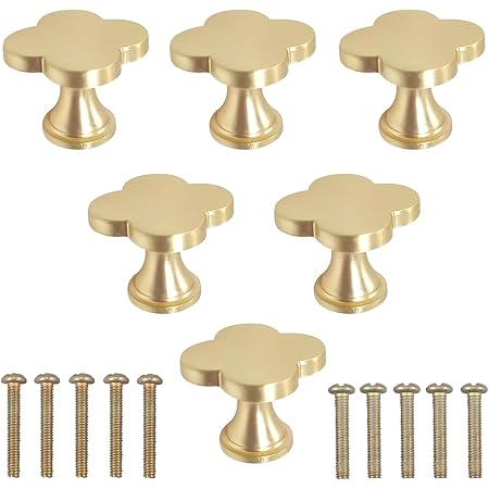LLDYNW 6 pcs Four Leaf Clover Handles Gold Cabinet Knobs Gold Dresser ...