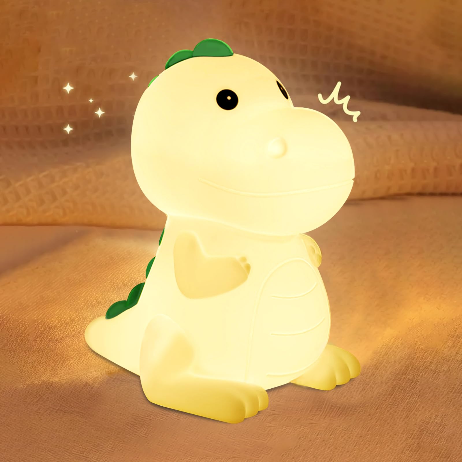 Kids Night Light Cute Squishy Dinosaur Nightlight for Kids Room 7 Color ...