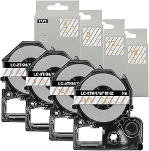 Amazon | 【インク革命】 キングジム用 テプラ PRO 対応 互換 テープカートリッジ 透明/金文字 6mm 9mm 12mm 18mm 強粘着ラベル 4本セット ST6KZ ...