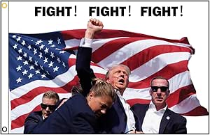Amazon.com: Trump Shot Fight Flag Trump Election 2x3ft 100D Polyester ...