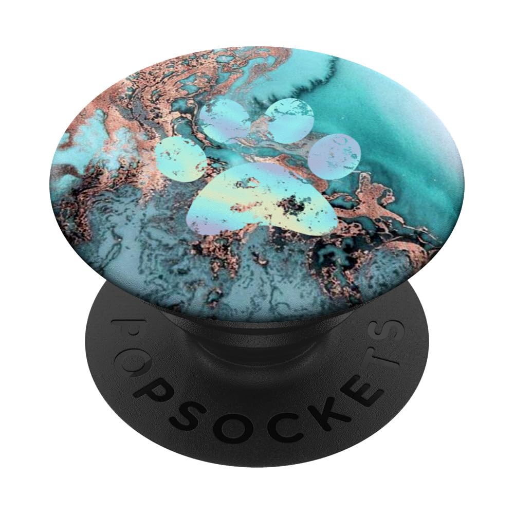 Amazon.com: Rainbow Dog Paw Print Teal Rose Watercolor PopSockets ...