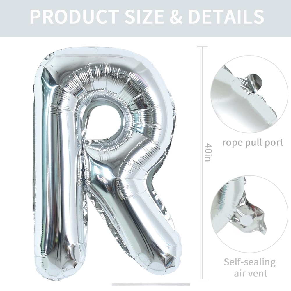 Snapklik.com : TONIFUL 40 Inch Large Silver Letter R Balloons Helium ...