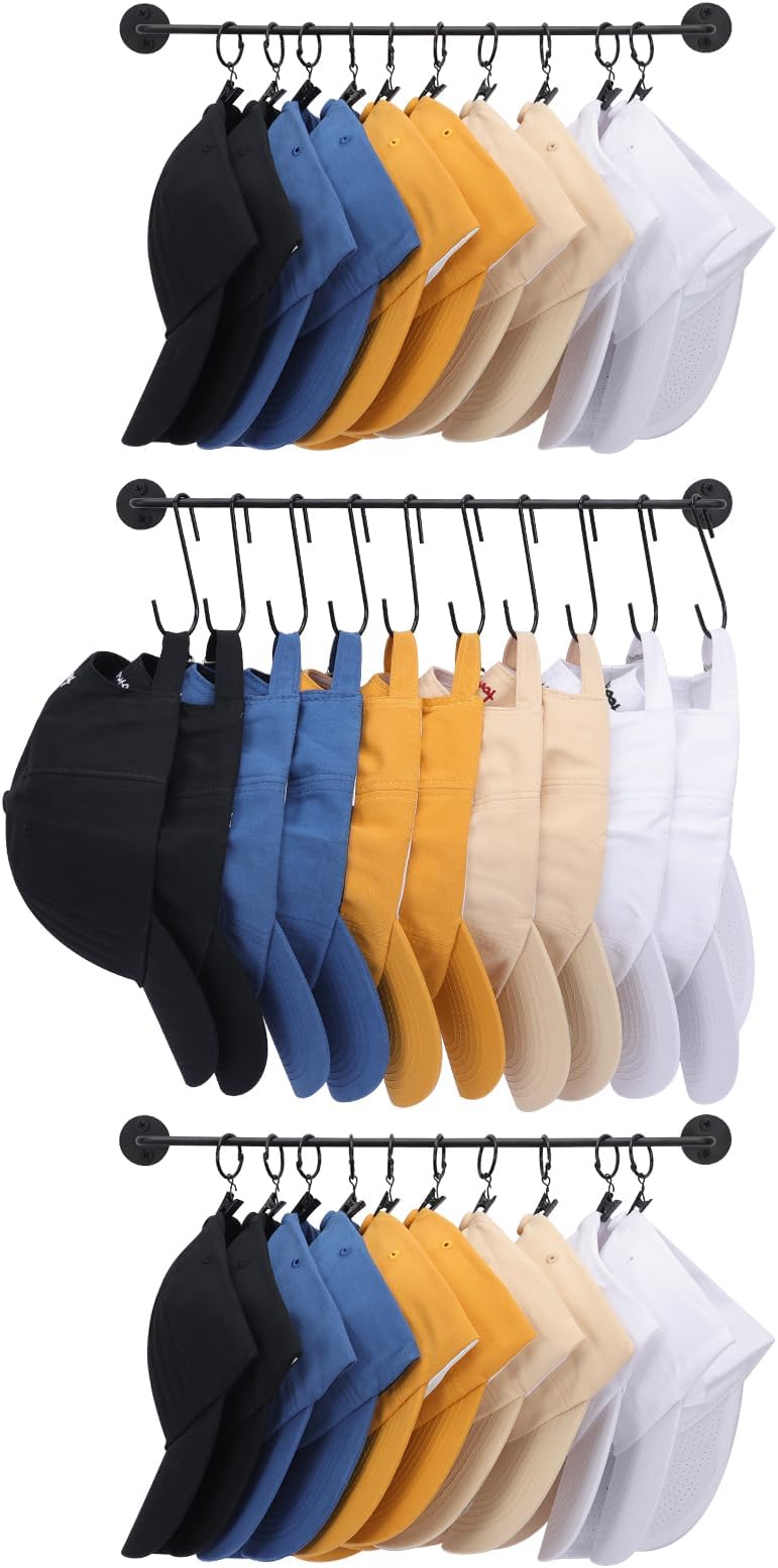 Amazon.com: Fixwal Hat Rack for Wall Baseball Cap Organizer Hanger with ...