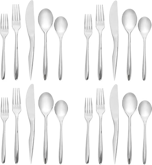 Amazon.com: Nambe Dune 18/10 Stainless Steel 20pc. Flatware Set ...