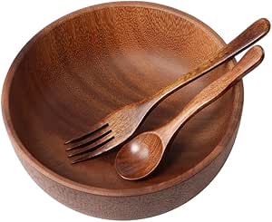 Amazon.com: Vctitil 3Pcs Wooden Rice Bowls with Wood Spoons,Fork ...