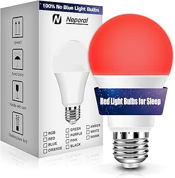 Neporal Red Light Bulbs for Sleep 9W, 100% Blue Light Blocking Red ...