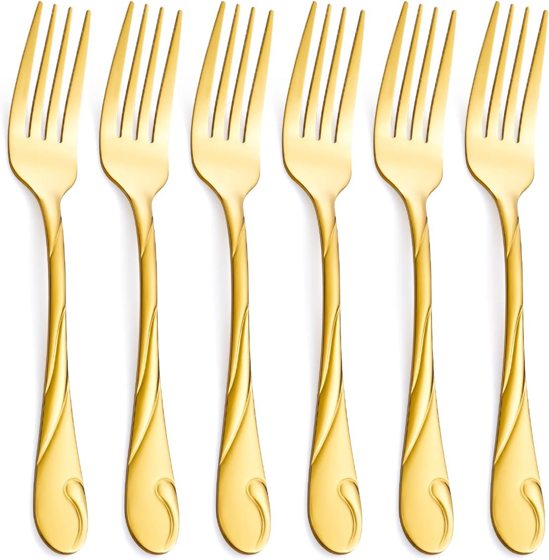 Amazon.com: Gold Dinner Fork Set, Seeshine 7.8-inch Stainless Steel ...