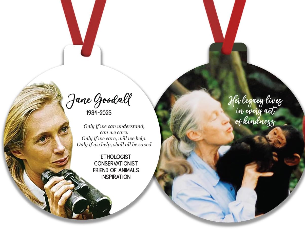 Amazon.com: Jane Goodall Memorial Christmas Ornament that is double ...