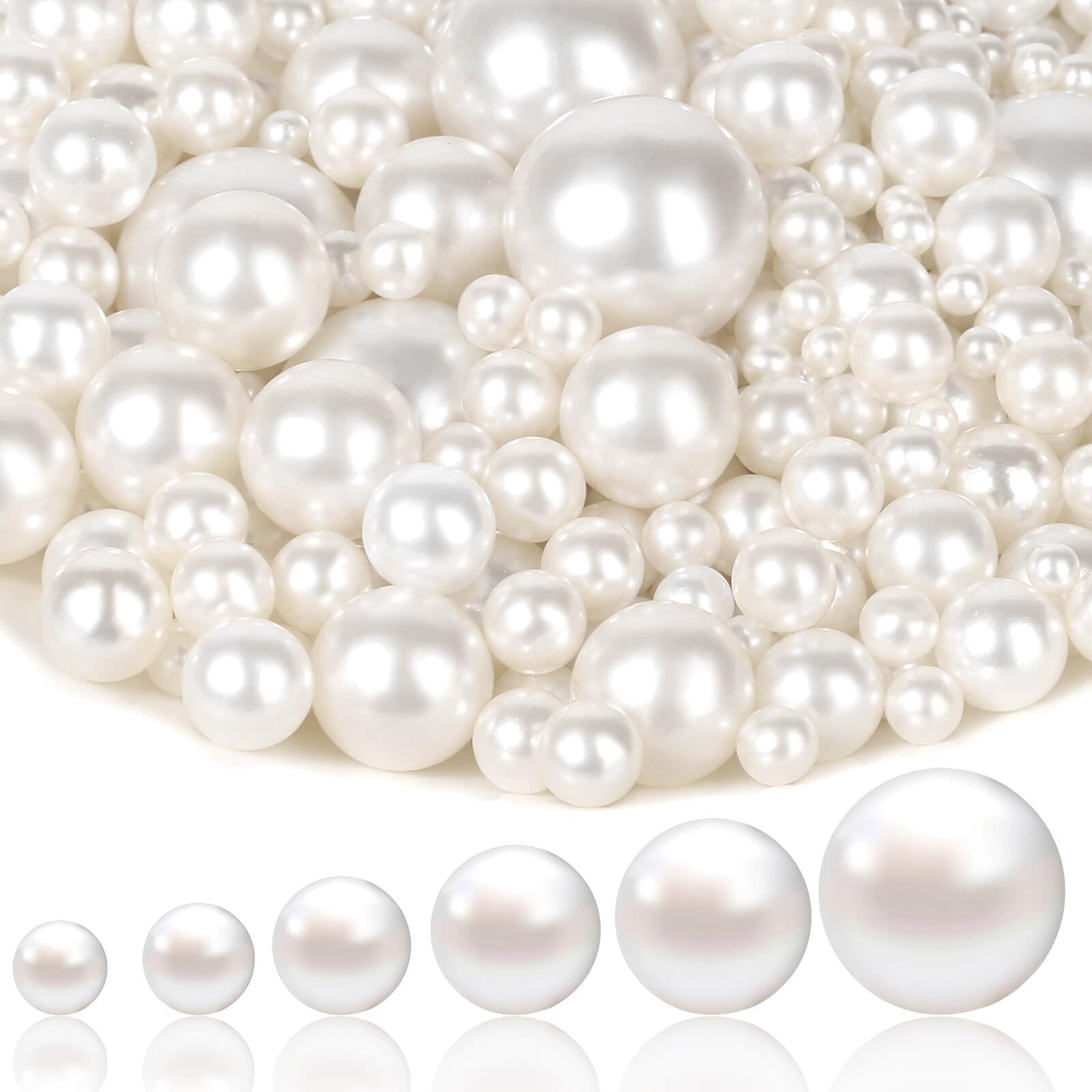 Amazon.com: Uplama 2000Pcs Assorted Sizes Ivory Pearl Beads Loose ...