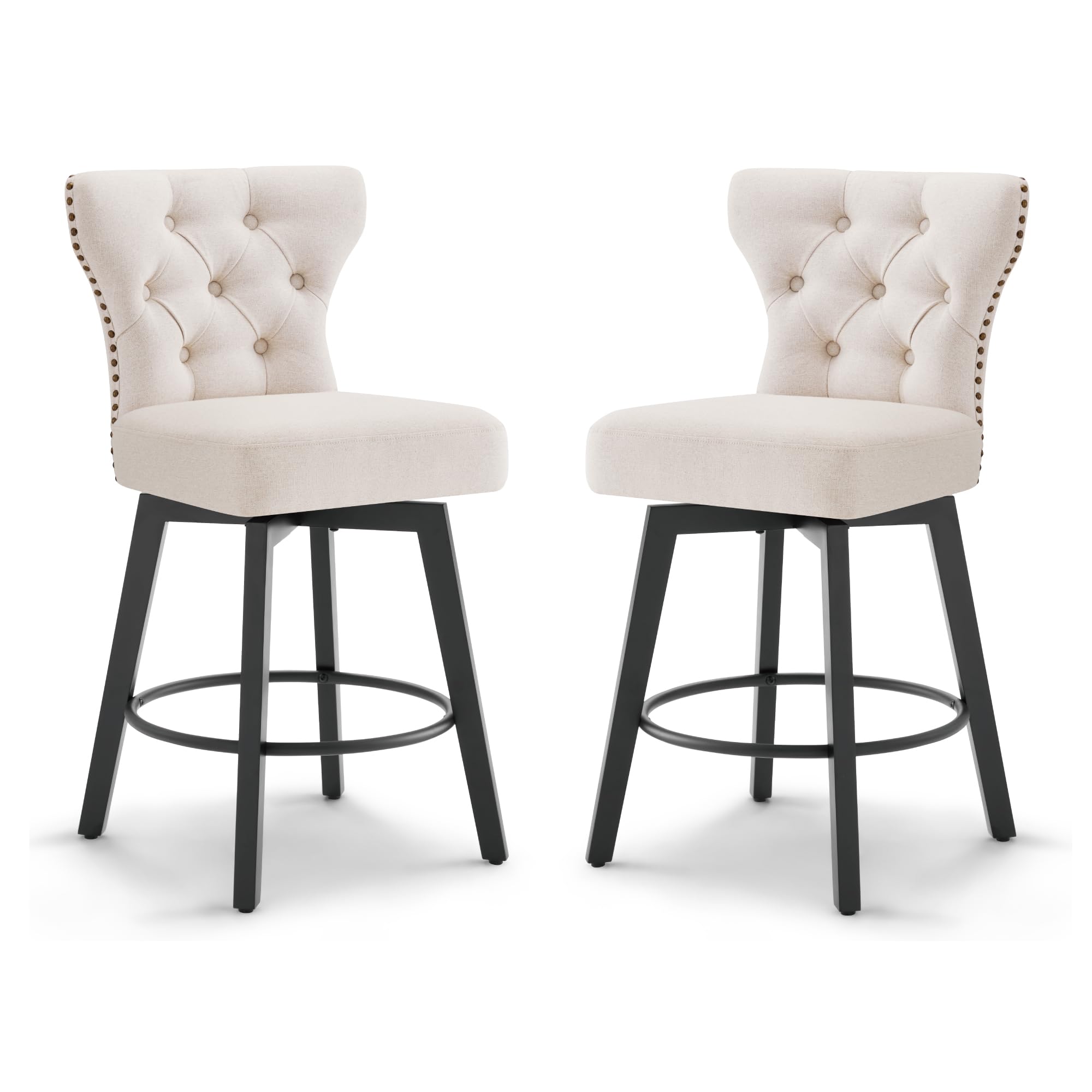 Amazon.com: KISLOT Counter Height Barstools 26 inch Upholstered Button ...