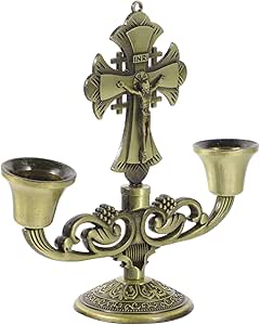 Amazon.com: Ciieeo Christian Church Candlestick Tow Arm Candelabra ...
