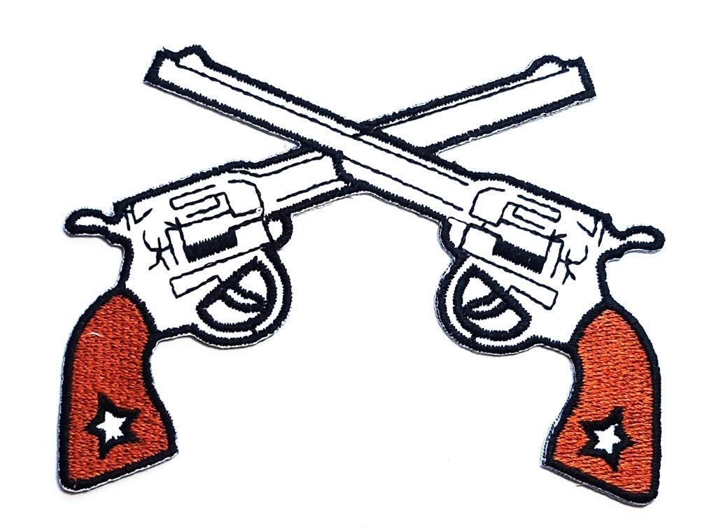 Two Guns Crossed Outline