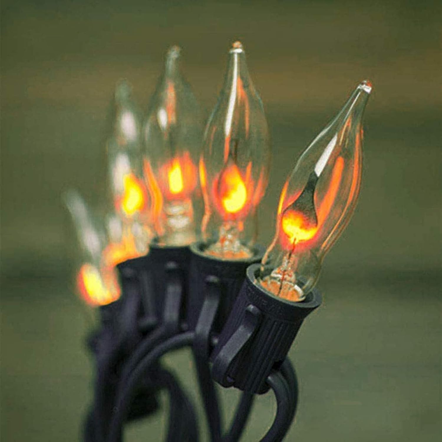 SUNSGNE Christmas Flicker Flame String Lights, 10ft Halloween String ...