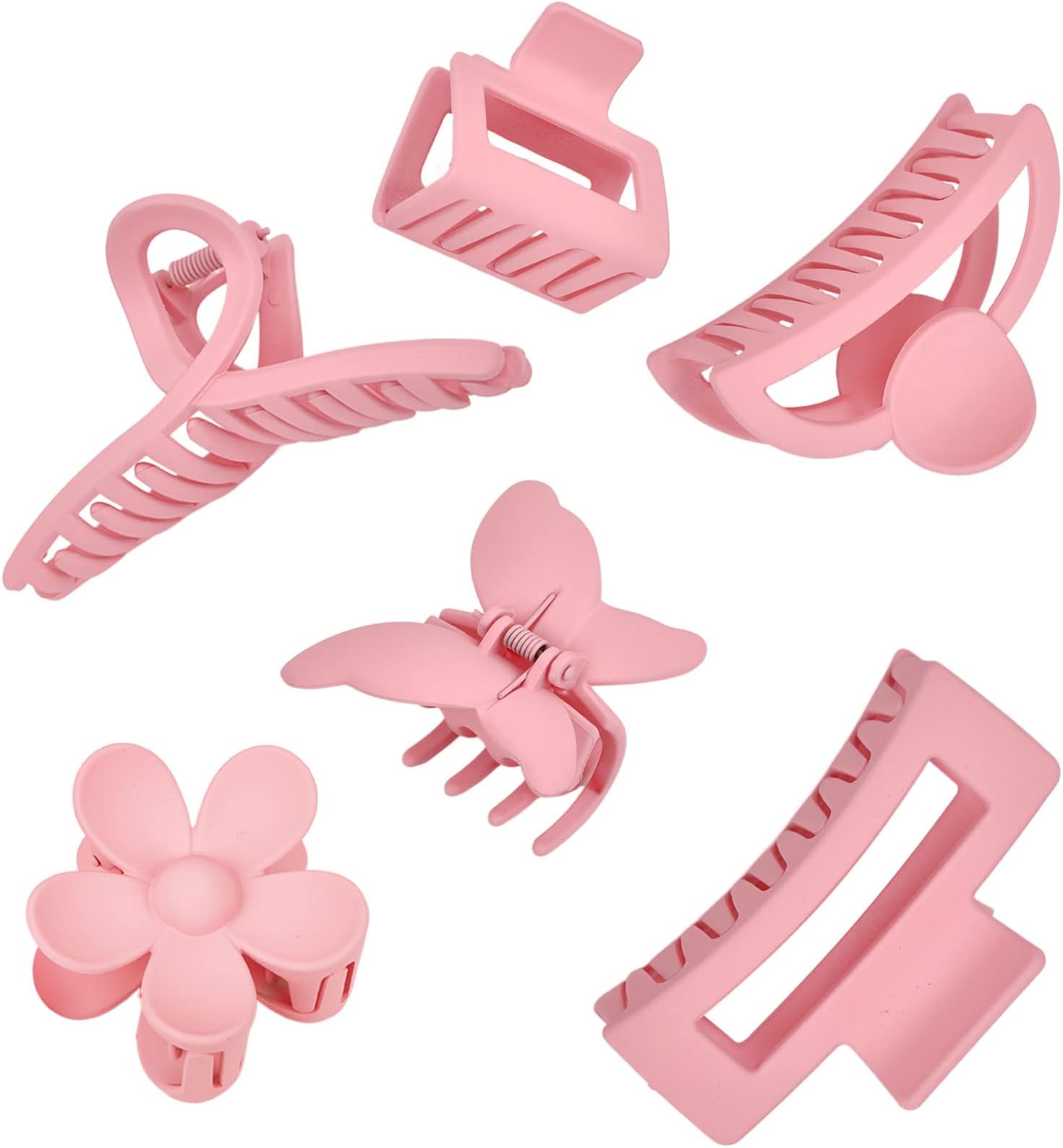 Amazon.com: Pink Hair Clips, 6 Pack Cute Hair Clips for Thin Thick Hair ...