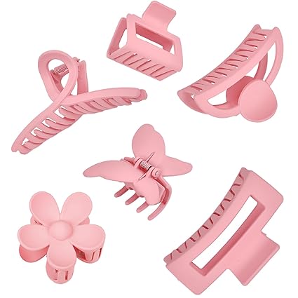 Amazon.com: Pink Hair Clips, 6 Pack Cute Hair Clips for Thin Thick Hair ...