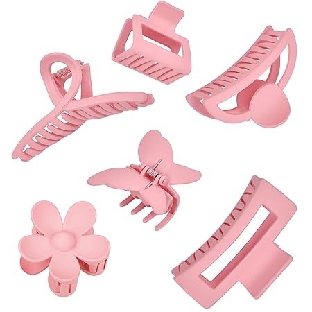 Amazon.com: Pink Hair Clips, 6 Pack Cute Hair Clips for Thin Thick Hair ...