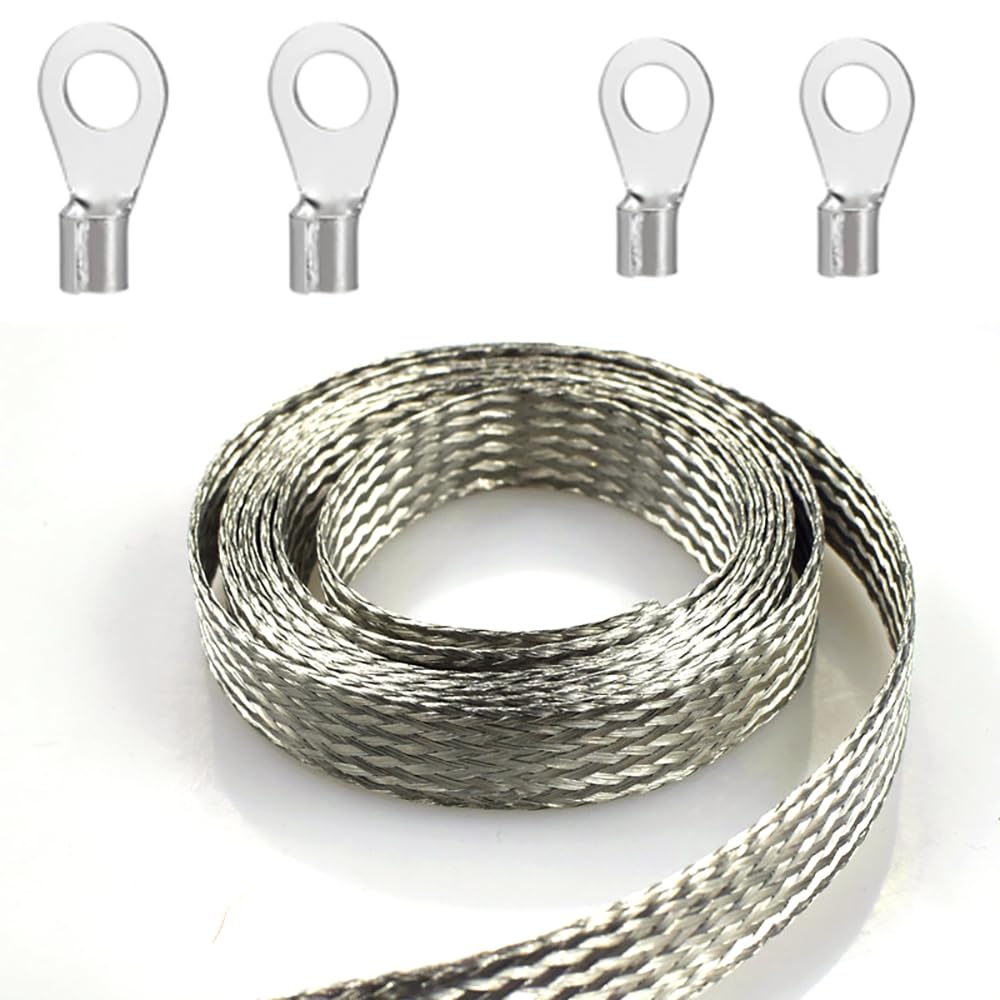 Tinned Flat Copper Braid Cable,6mm Flat Copper Braided Ground Strap ...