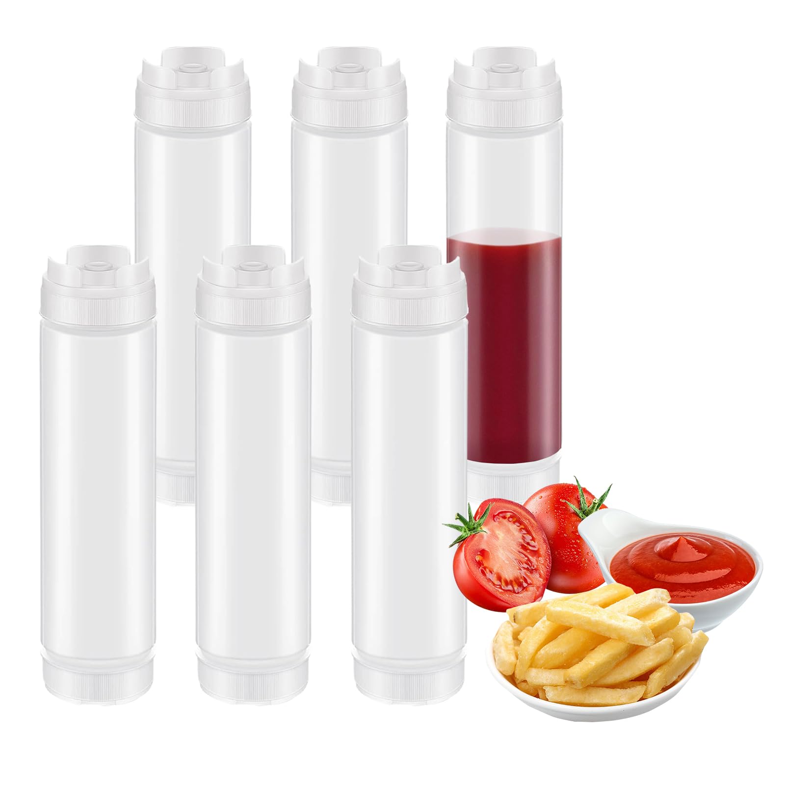 Snapklik.com : 6 Pcs Inverted Plastic Squeeze Bottle 16 Oz Condiment ...
